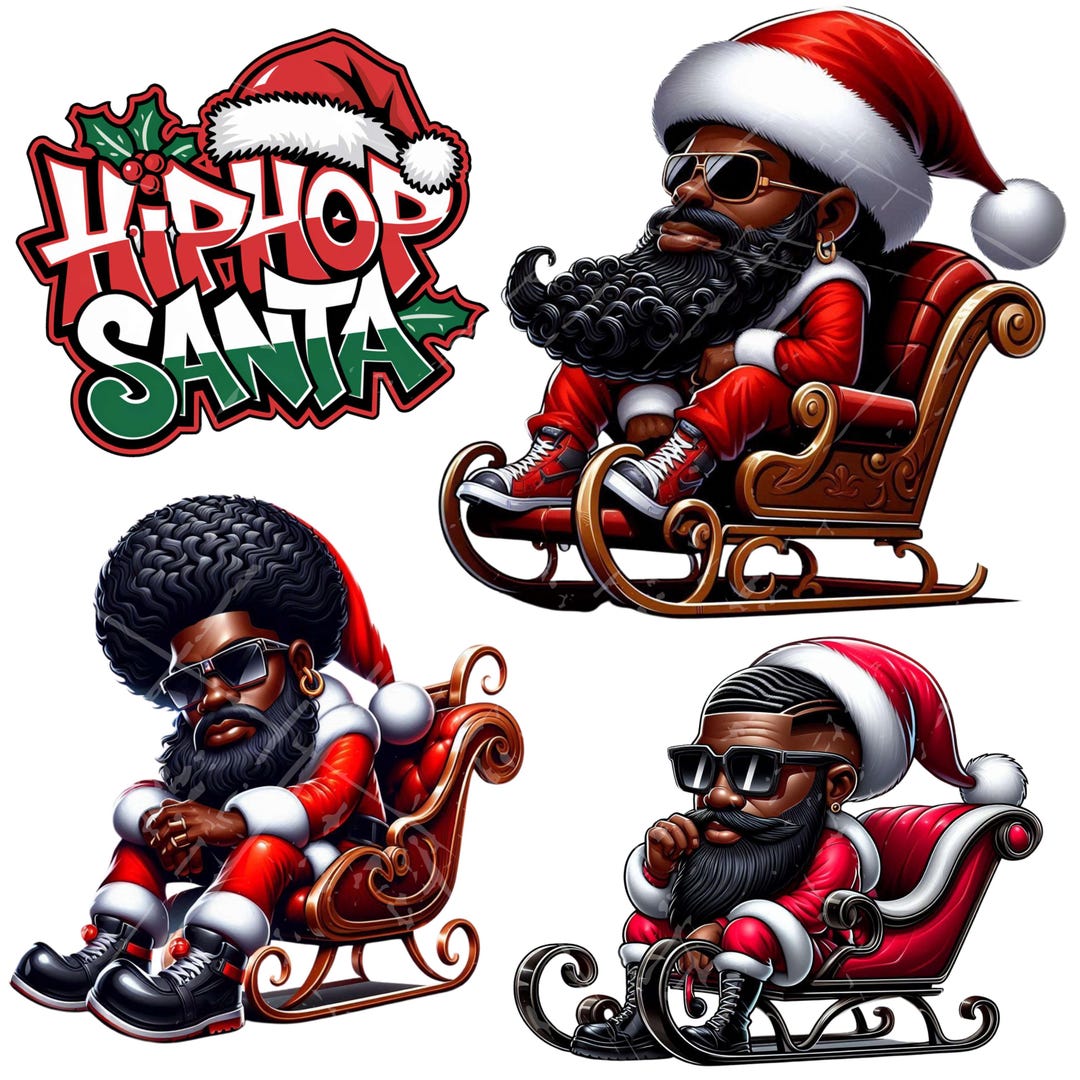 Hip Hop Black Santa PNG Images | 10 Christmas Designs (digital Download ...