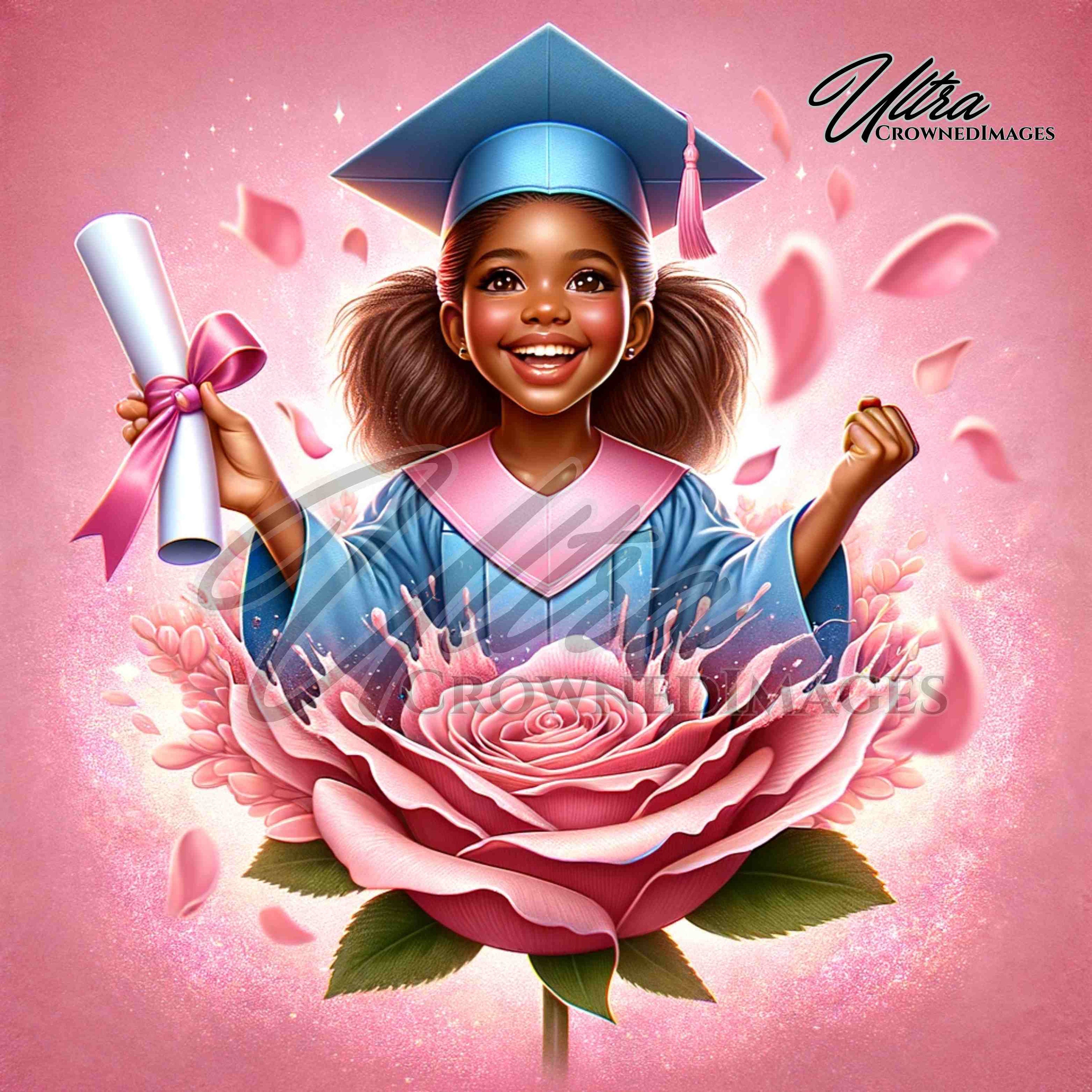 African American Girl Graduate Pink and Blue Edition Cute Black Girls ...