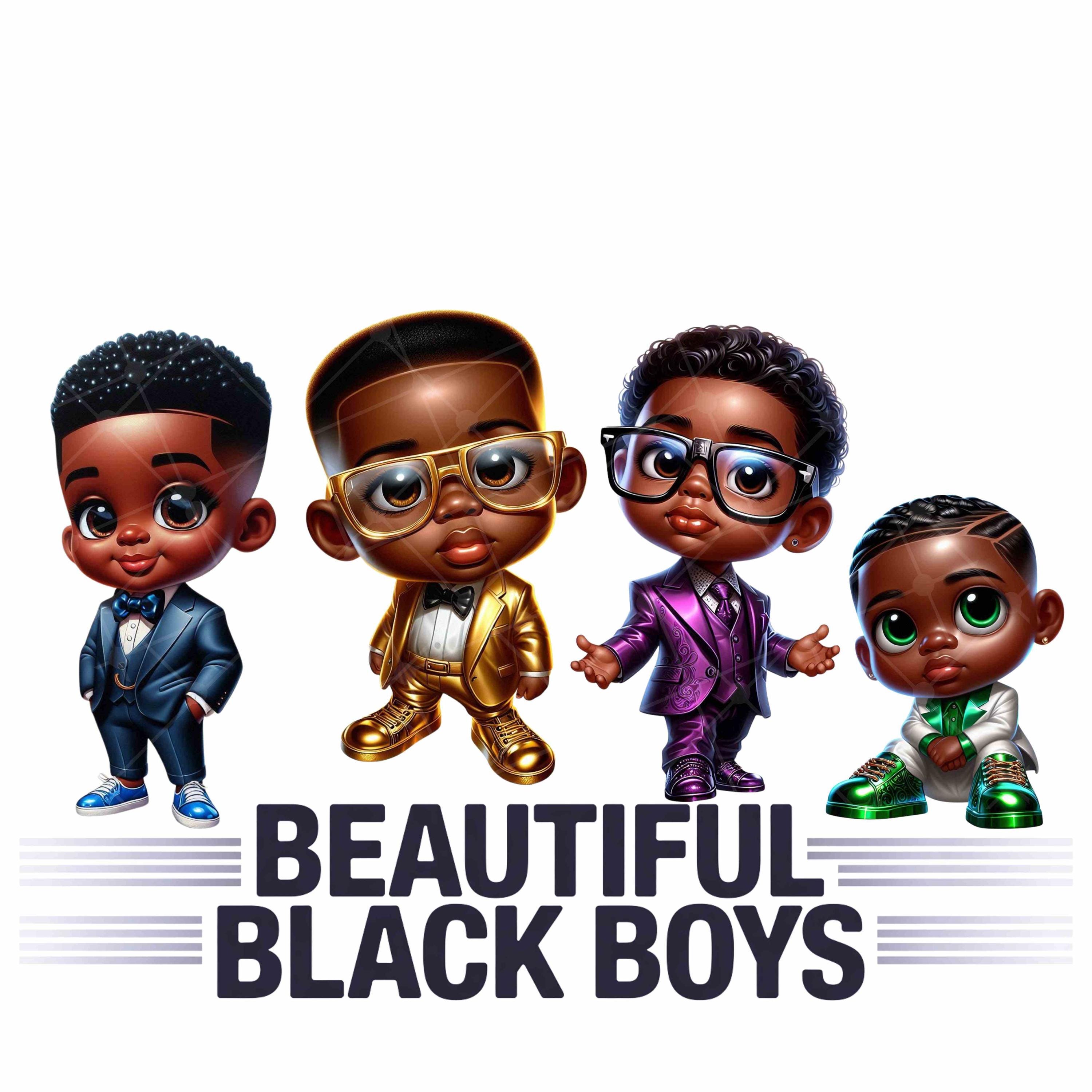 Black Boys in Suits Clipart: African American Kids Digital Art PNG ...