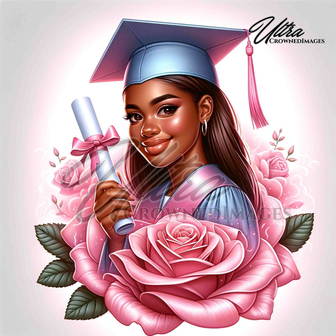 African American Girl Graduate | Pink and Blue Edition | Cute Black ...