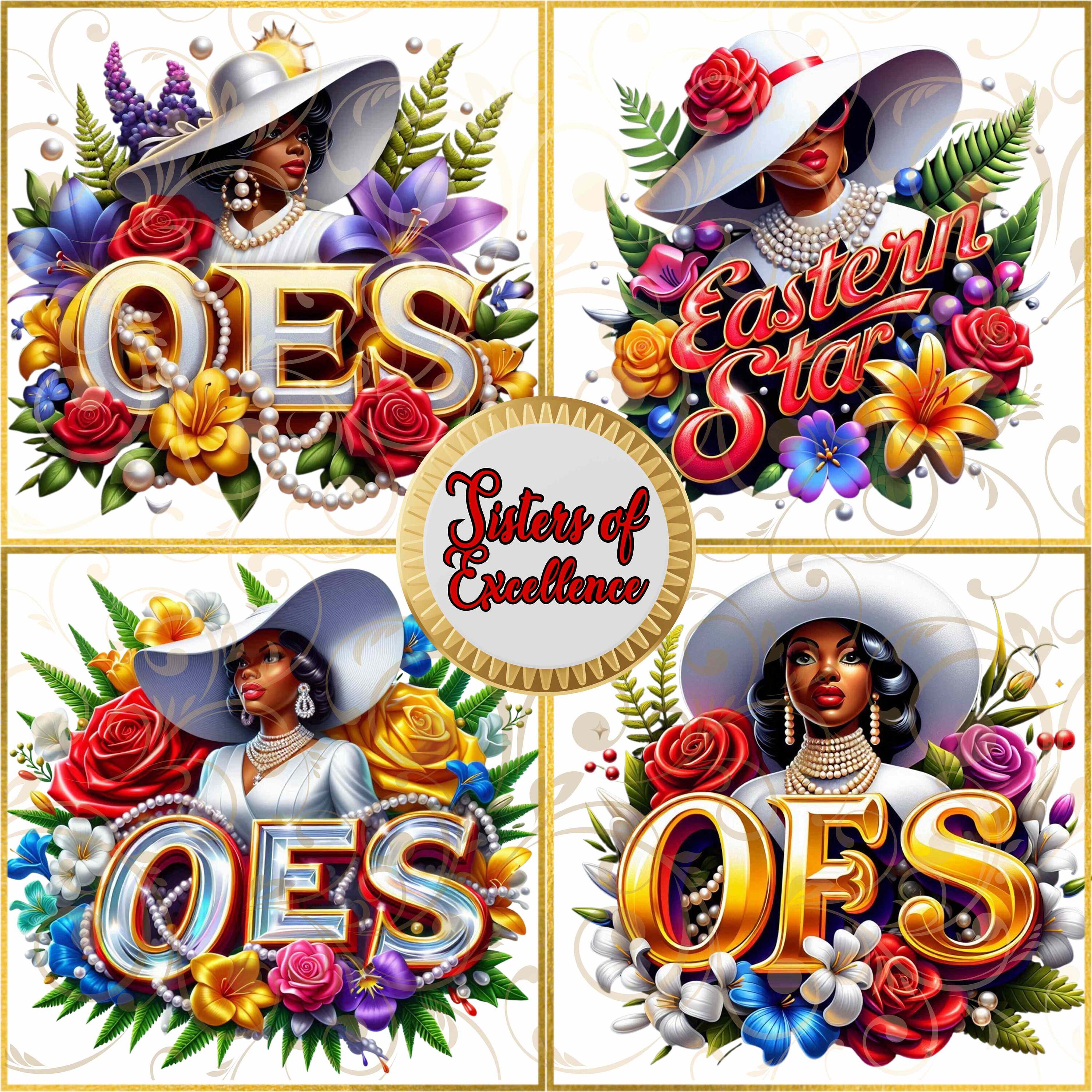 OES Sisters Floral Clipart: Eastern Star PNG Digital Download - Etsy