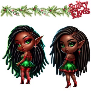 Sultry Elves Christmas Dolls | Afro American Christmas PNG Images ...
