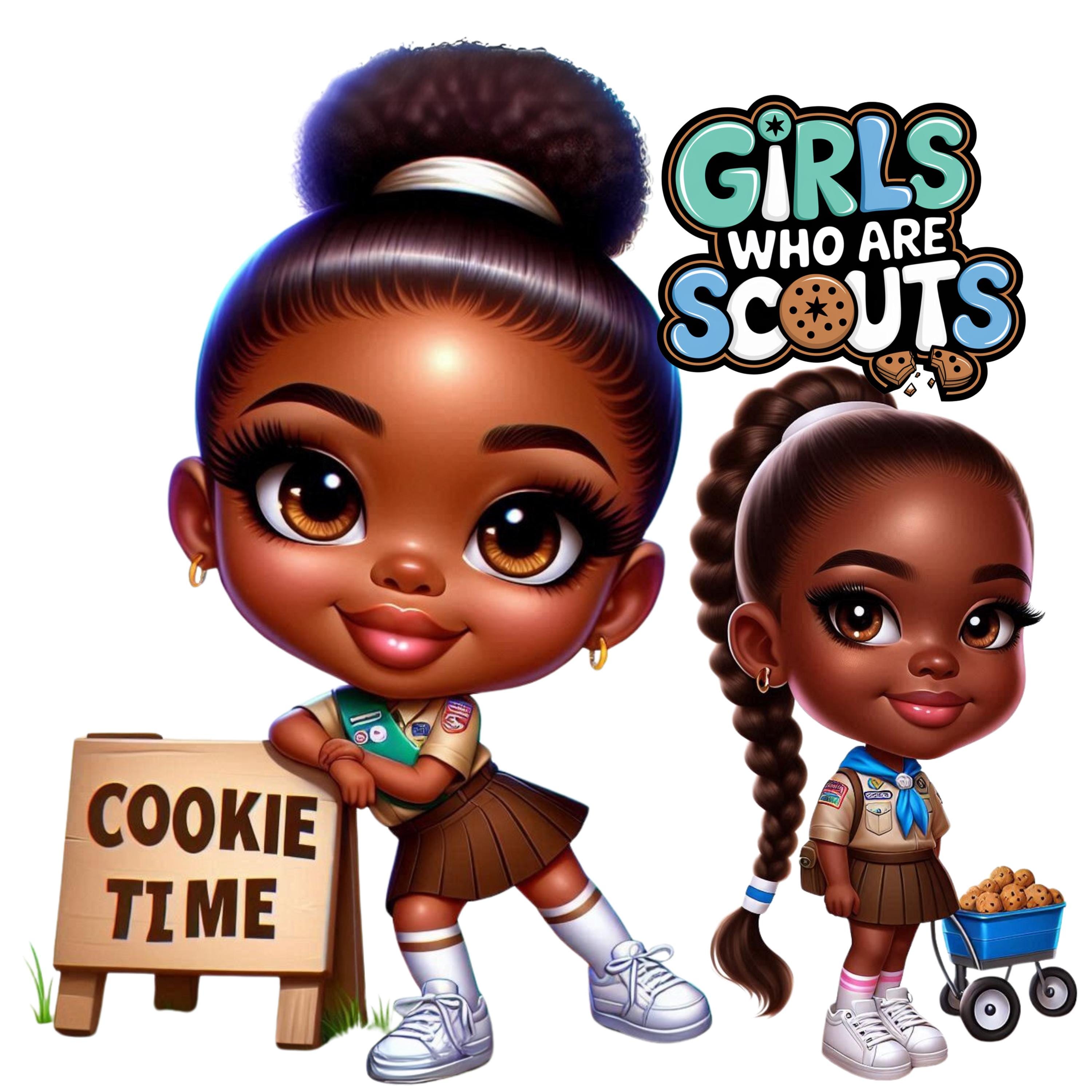 Black Chibi Girl Scout PNG: Cookie Season Clipart (digital Download) - Etsy