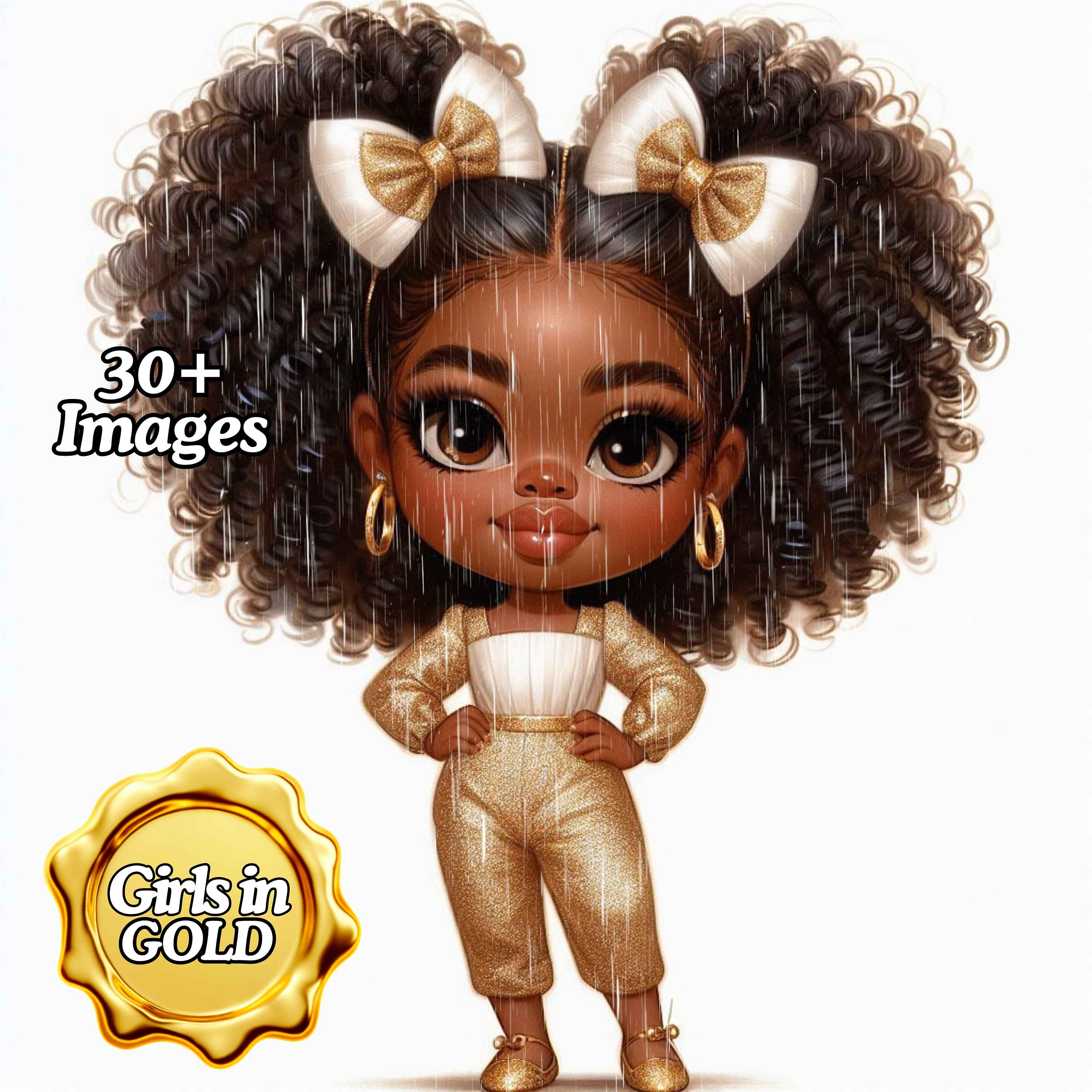30 Adorable African American Girls PNG Gold Sorority Clipart DIY T ...