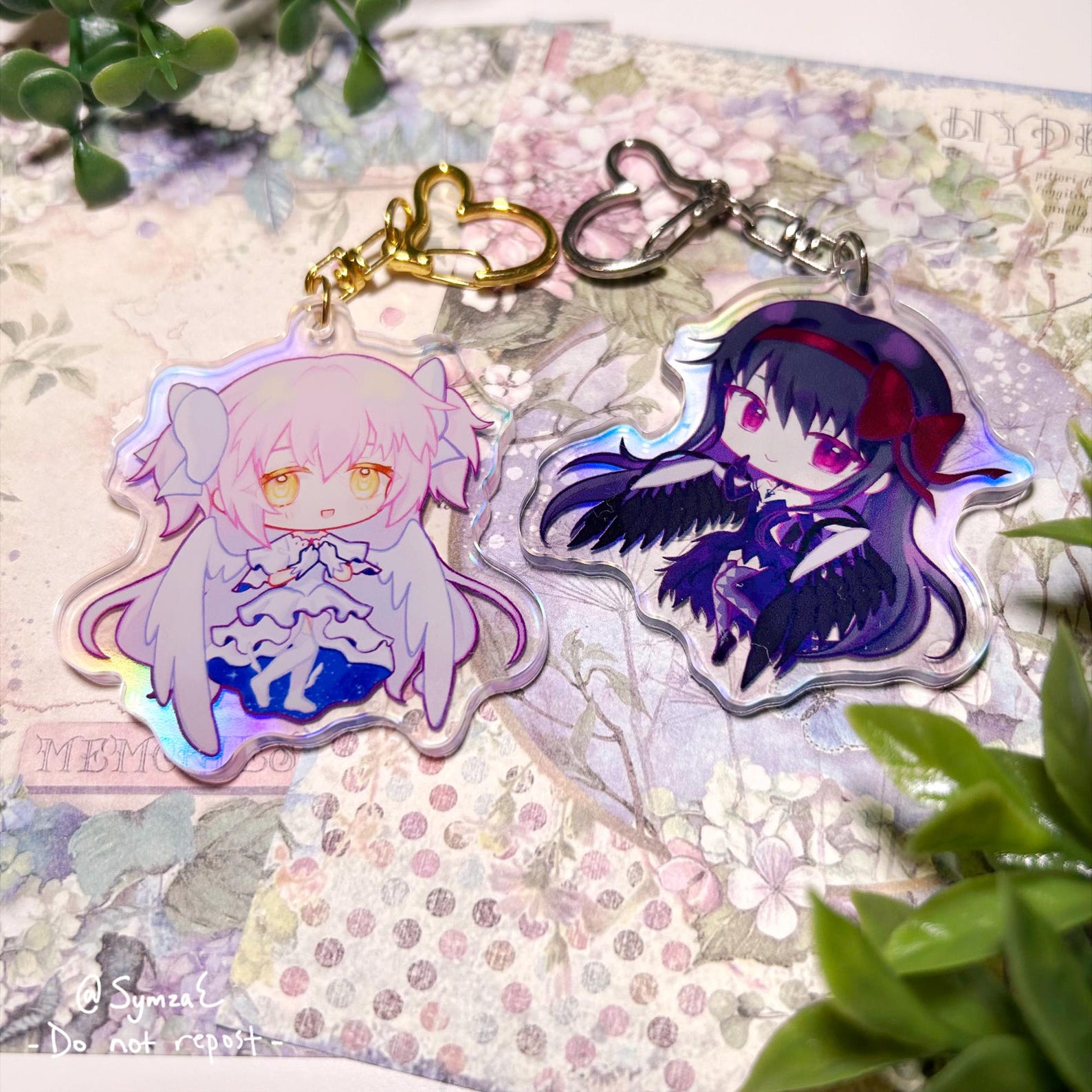 Madoka Magica Keychains / Stickers - Madokami and Homudevil - Etsy