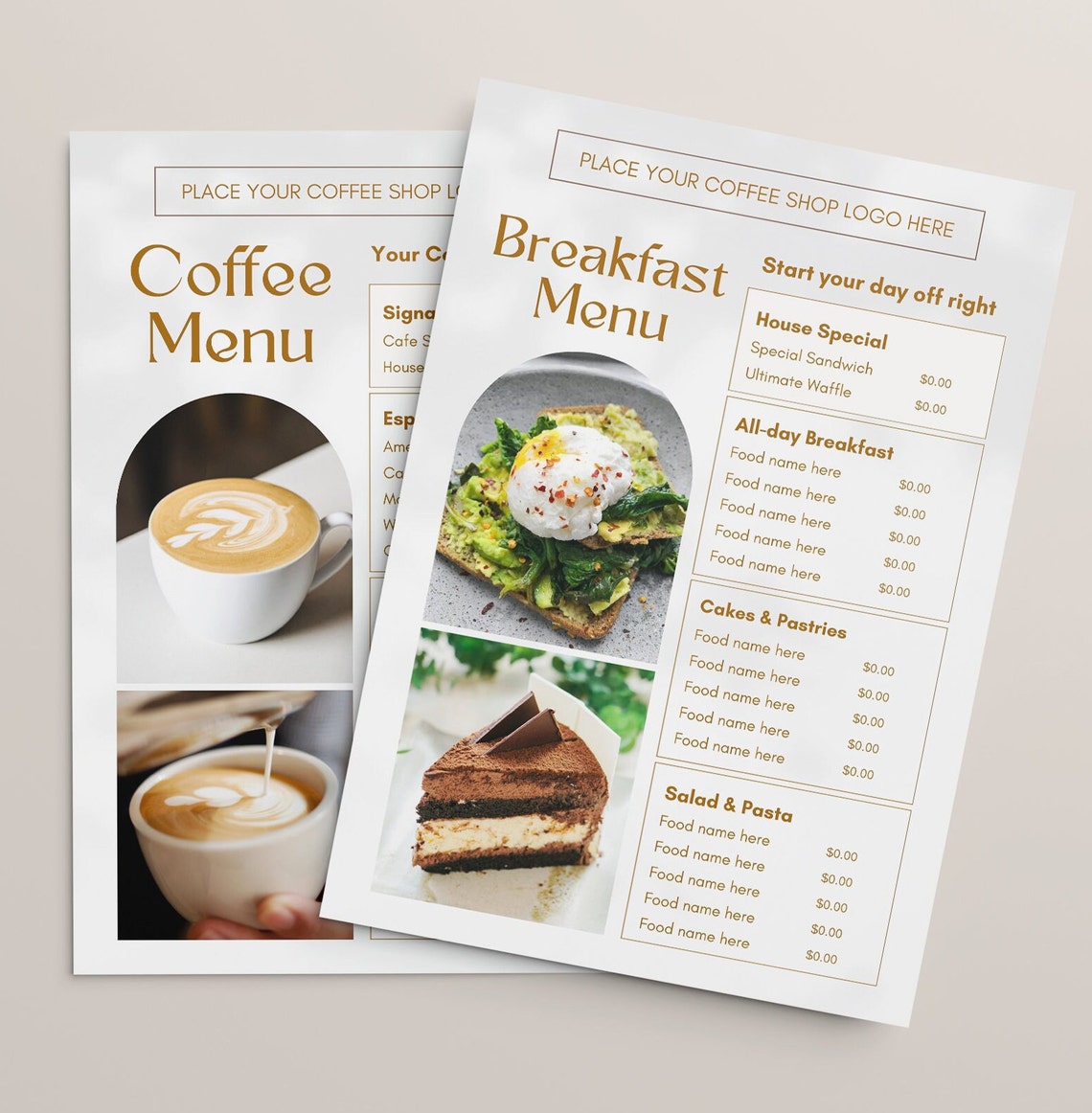 Coffee Shop Menu Template, Cafe Menu, Breakfast Menu, Canva Template ...