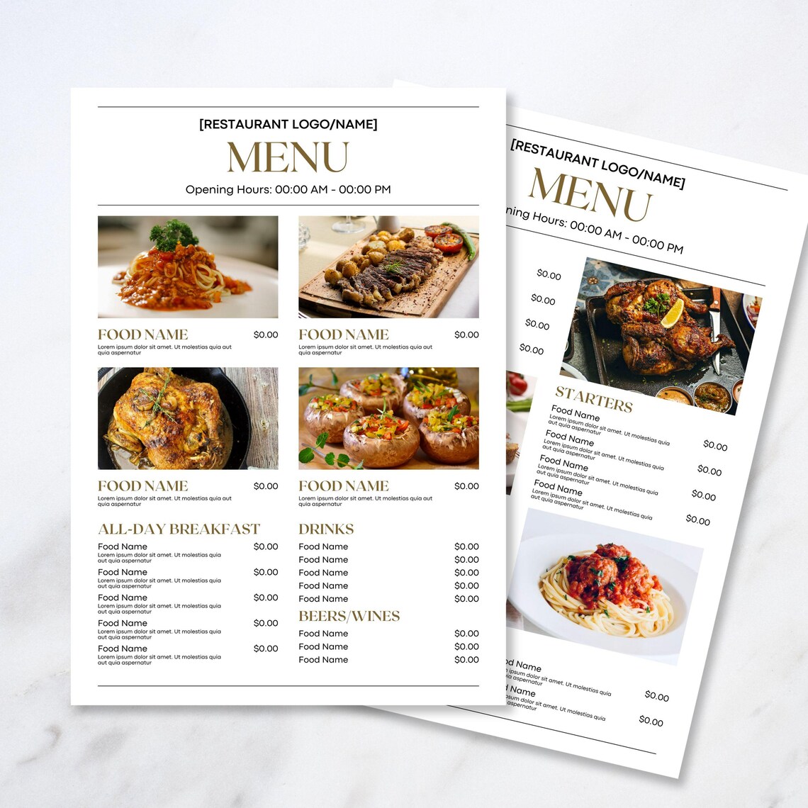 Modern Restaurant Menu Template, Food Menu, Bar Menu, A4 Size Menu ...