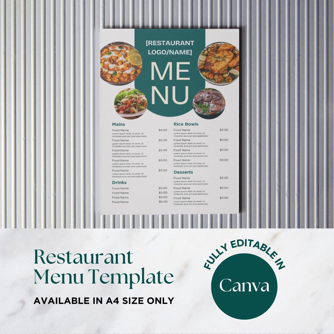 Restaurant Menu Template, Food Menu, Bar Menu, Editable Menu, Simple ...