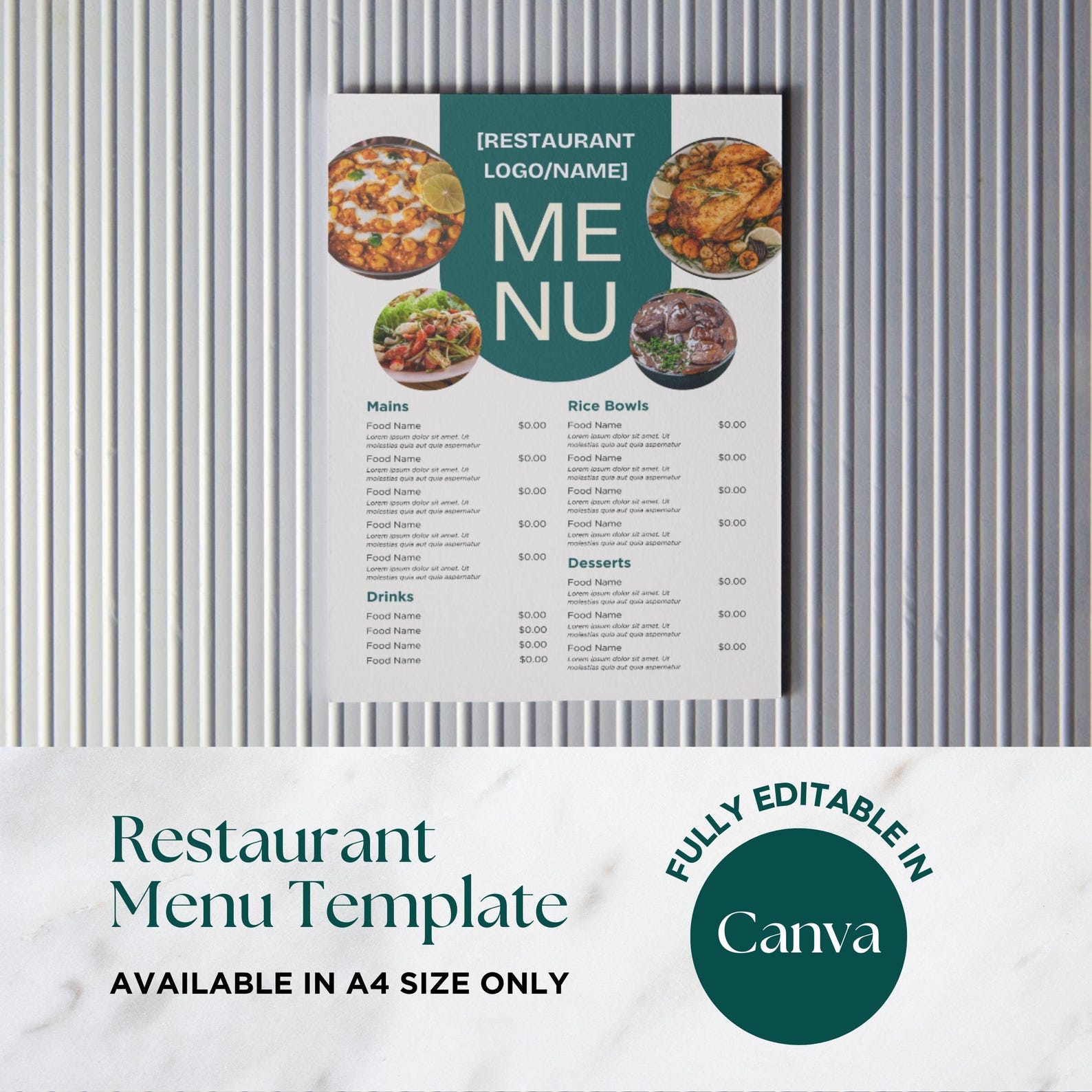 Restaurant Menu Template, Food Menu, Bar Menu, Editable Menu, Simple ...