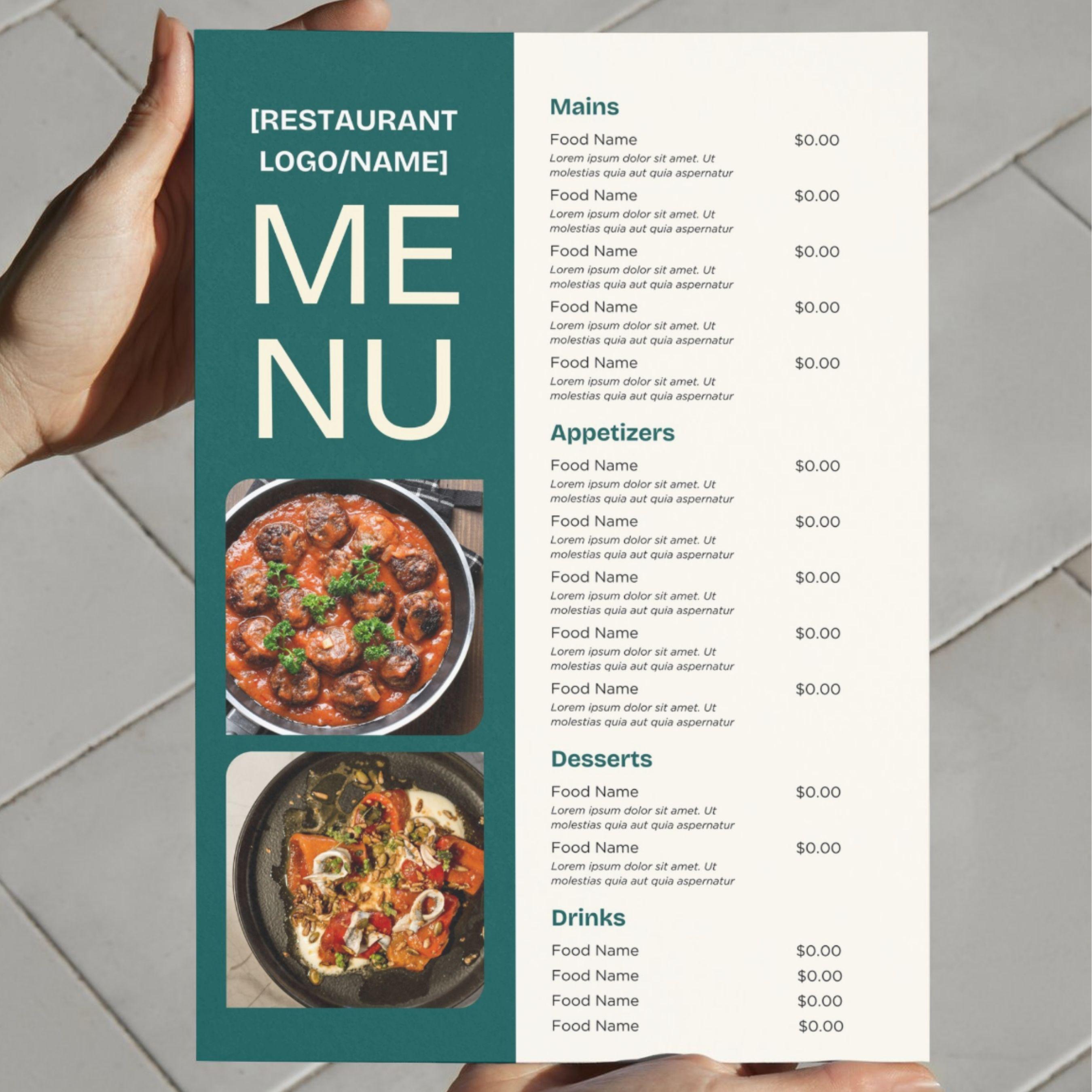 Restaurant Menu Template, Food Menu, Bar Menu, Editable Menu, Simple ...