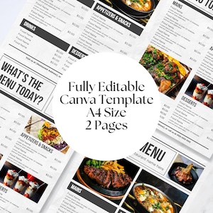 Modern Restaurant Menu Template, Newspaper Menu, Canva Template ...