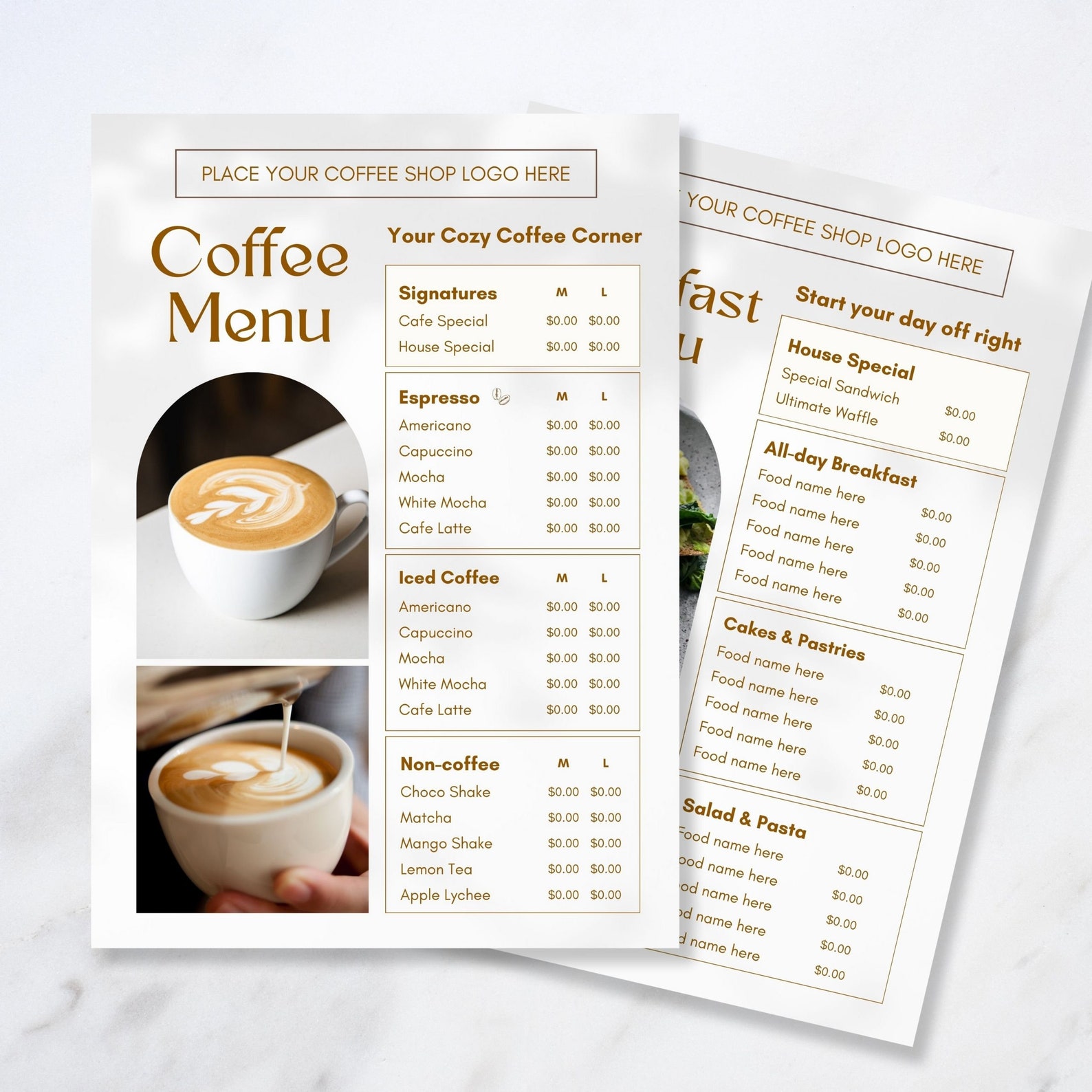 Coffee Shop Menu Template, Menu Board, A4 Size Menu, Canva Template ...