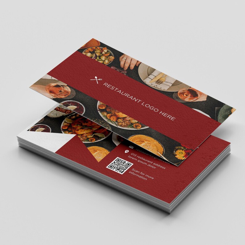 Modern Restaurant Business Cards, QR Code, Loyalty Card, Voucher ...