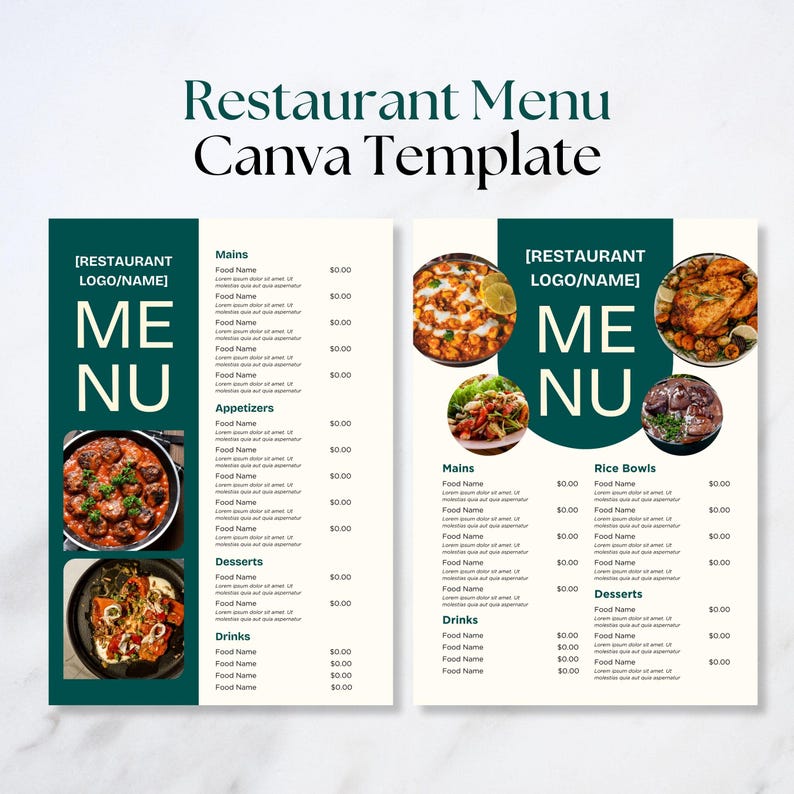 Restaurant Menu Template, Food Menu, Bar Menu, Editable Menu, Simple ...