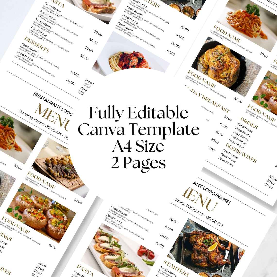 Modern Restaurant Menu Template, Food Menu, Bar Menu, A4 Size Menu ...