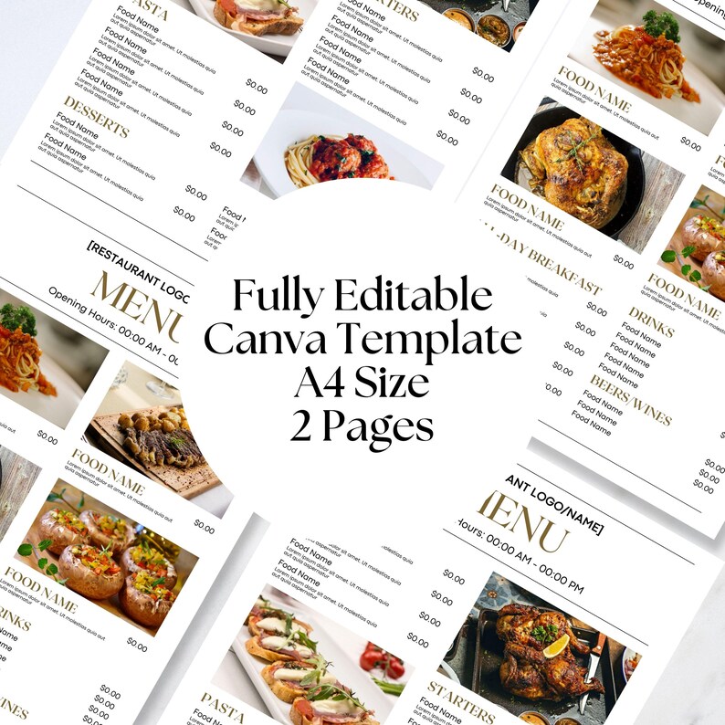 Modern Restaurant Menu Template, Food Menu, Bar Menu, A4 Size Menu ...