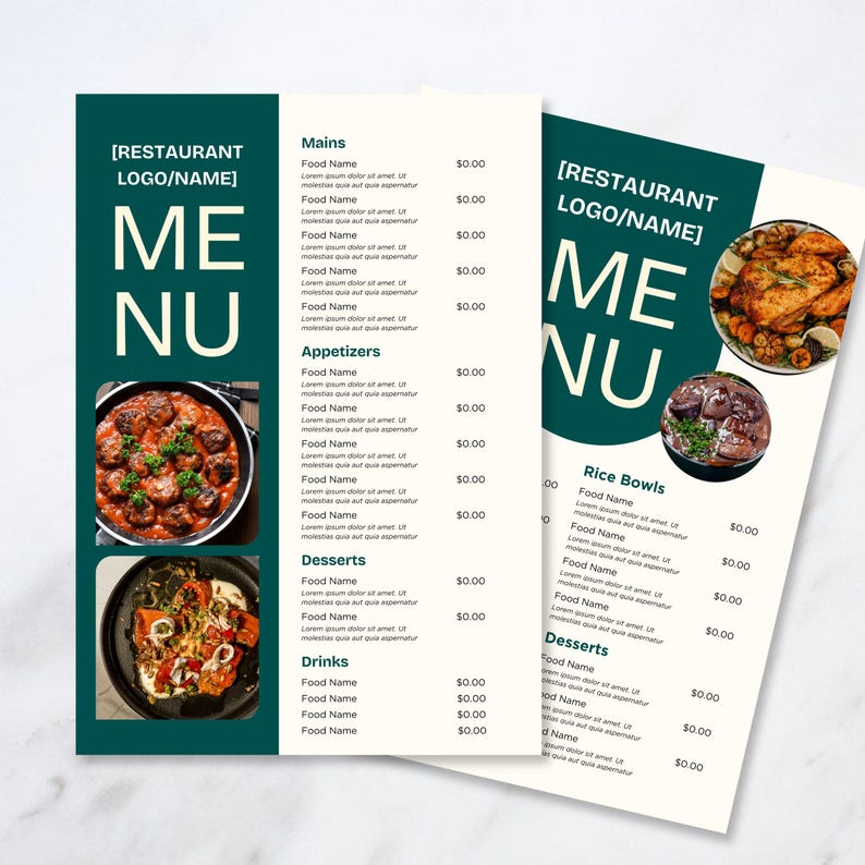 Restaurant Menu Template, Food Menu, Bar Menu, Editable Menu, Simple ...