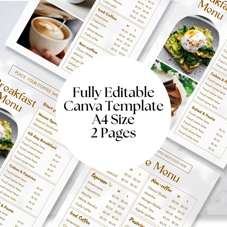 Coffee Shop Menu Template, Canva Template, Menu, Breakfast Menu, Simple ...
