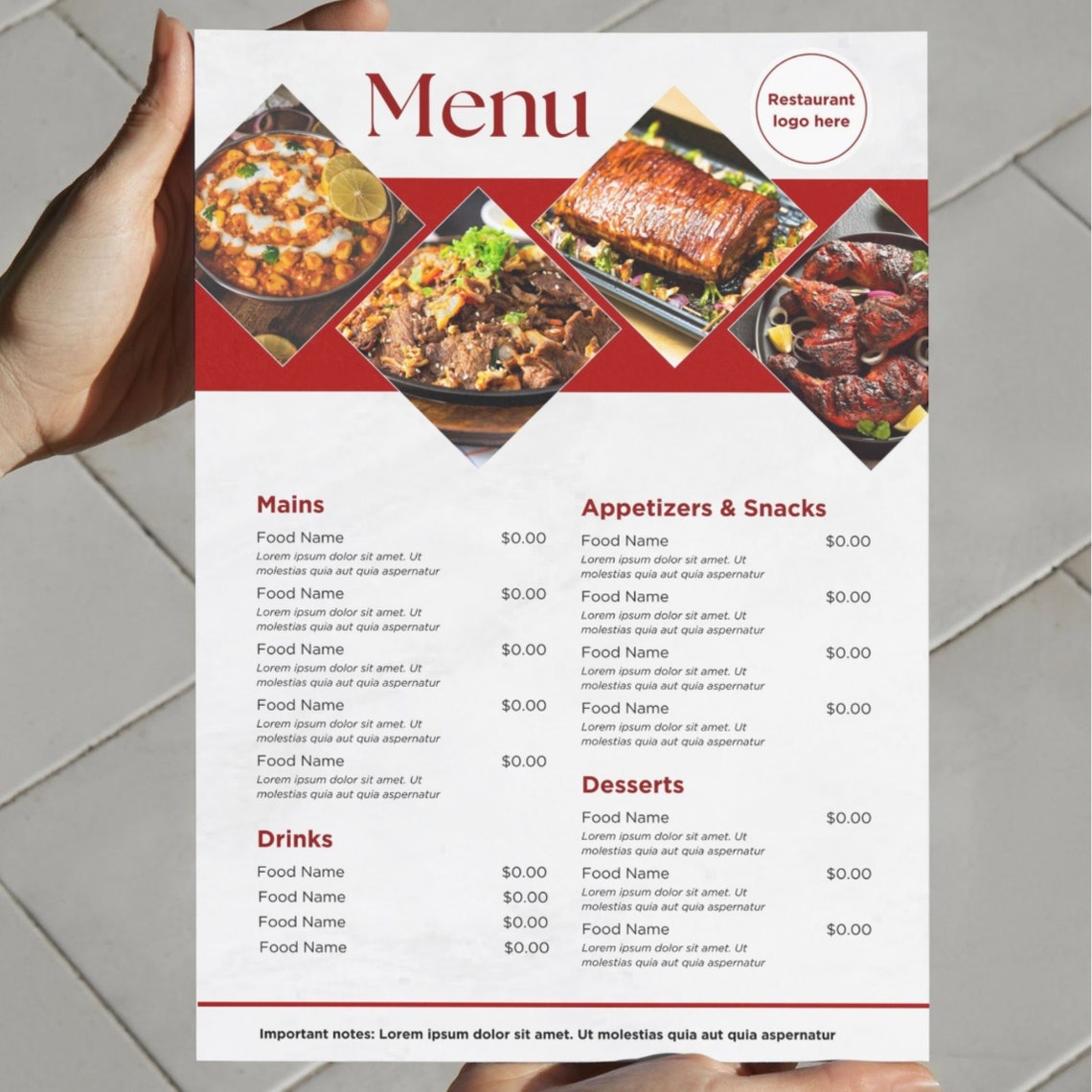 Restaurant Menu Template, Simple Menu, Canva Template, Editable Menu ...