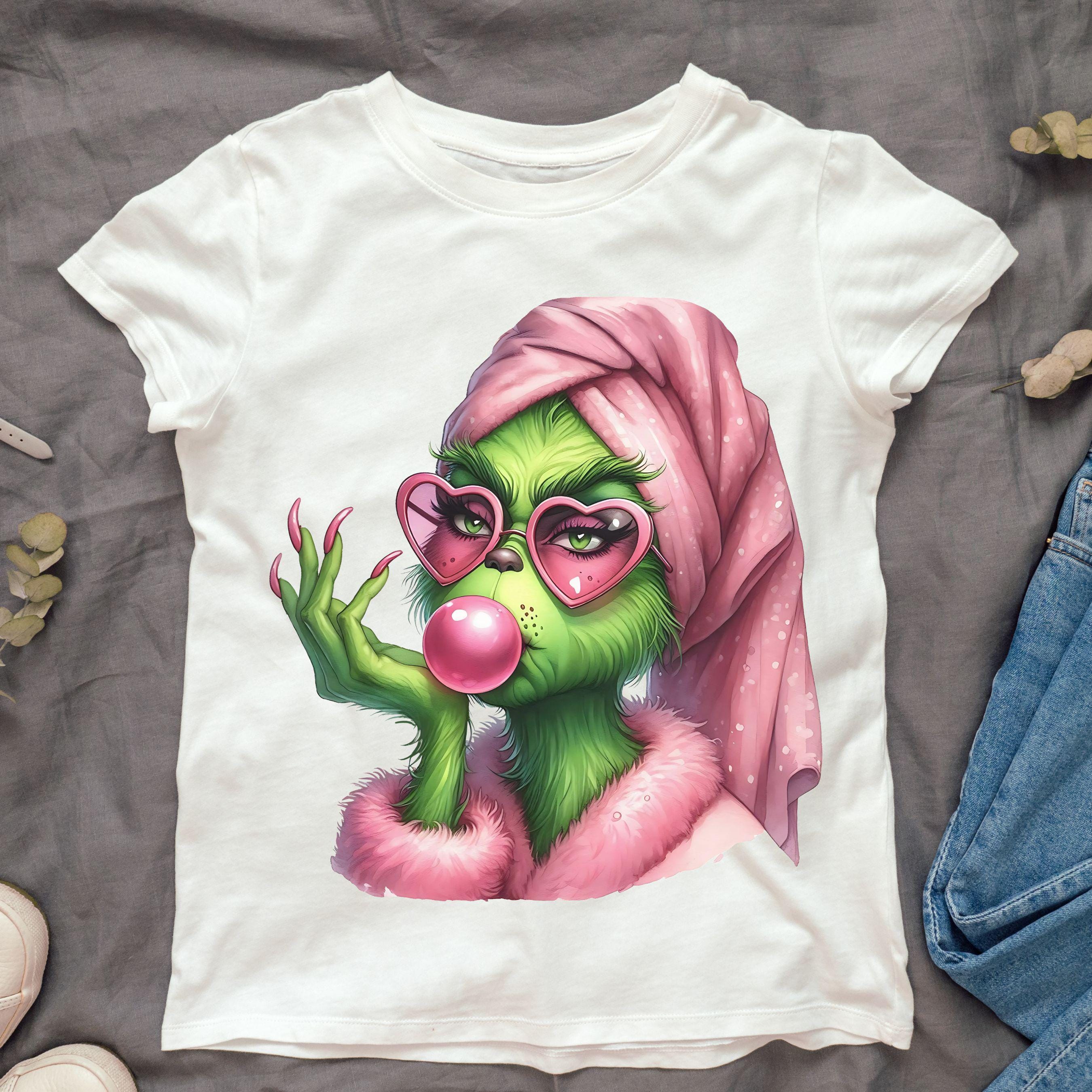 Mama Grinch, Very Demure Grinchmas, Pink Grinchmas Blowing Bubble PNG ...