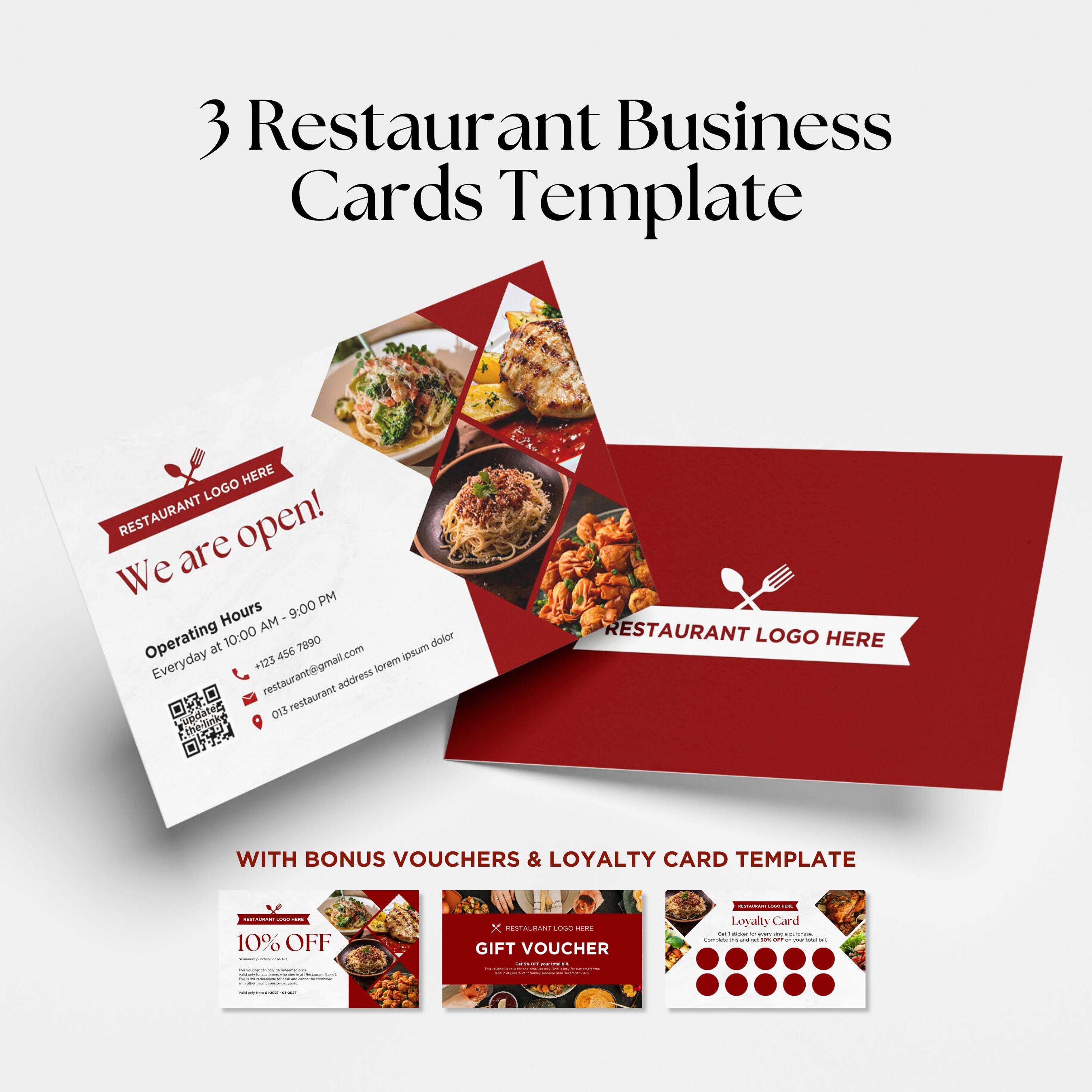 Modern Restaurant Business Cards, QR Code, Loyalty Card, Voucher ...