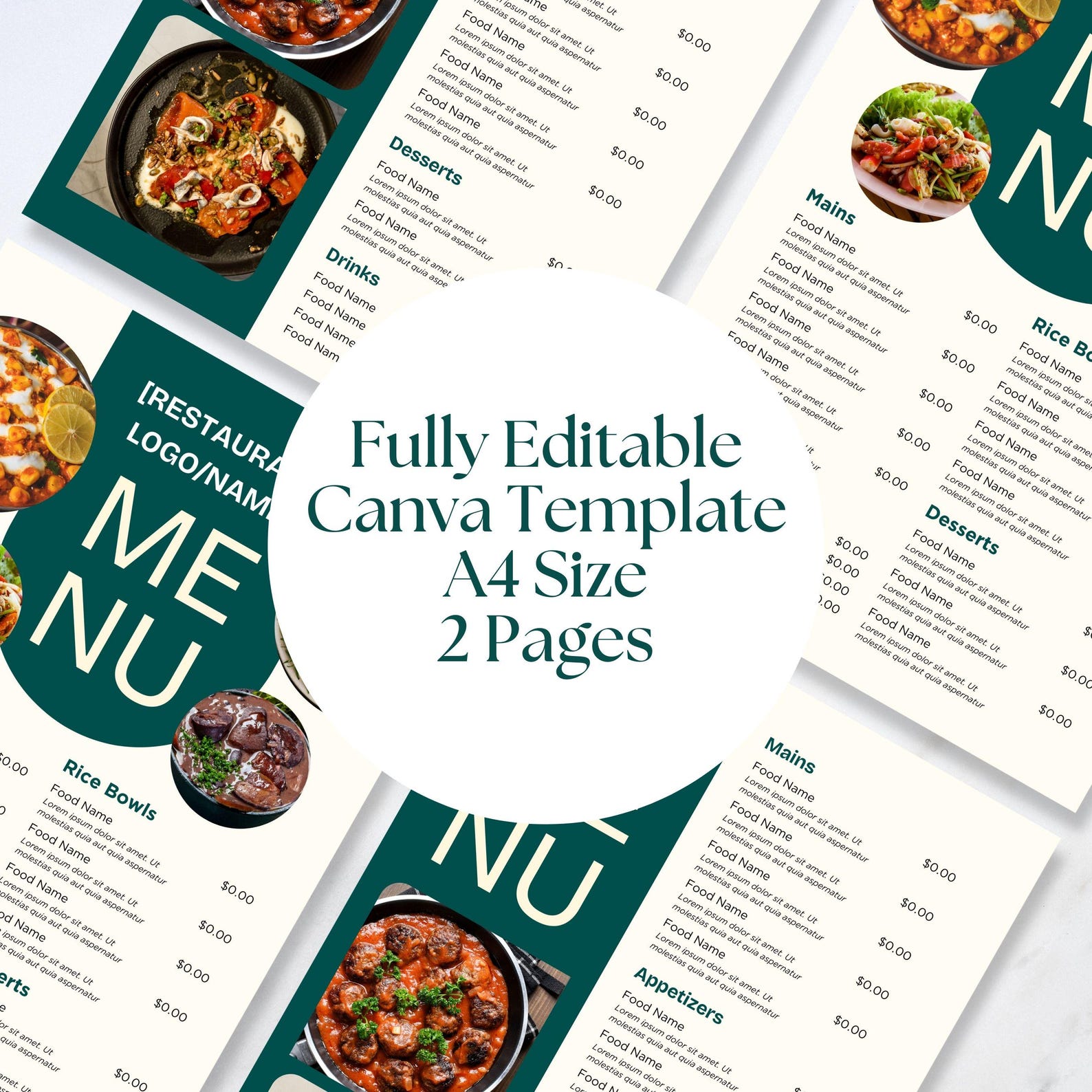 Restaurant Menu Template, Food Menu, Bar Menu, Editable Menu, Simple ...