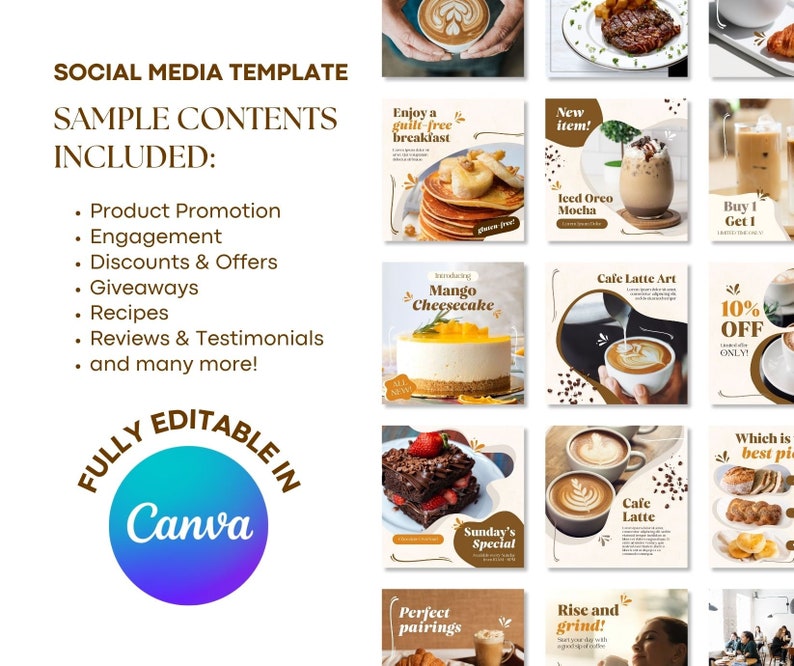 Instagram Template, Coffee Shop Template, Cafe Instagram Templates ...