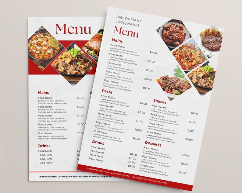 Restaurant Menu Template, Canva Template, Editable Menu, Simple Menu ...