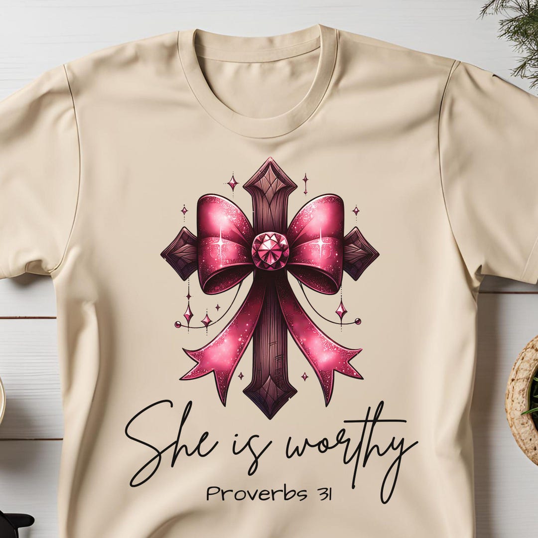 She is Worthy, Coquette Cross Png, Coquette Christian Png, Cute ...