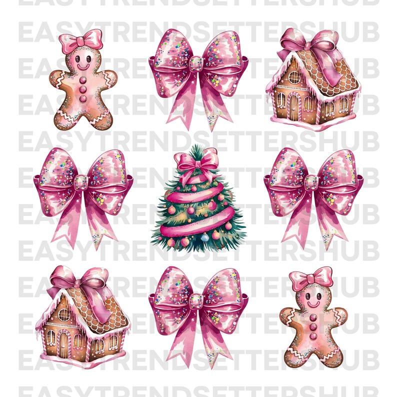 Coquette Pink Christmas PNG, Pink Christmas Tree Png, Pink Bow ...