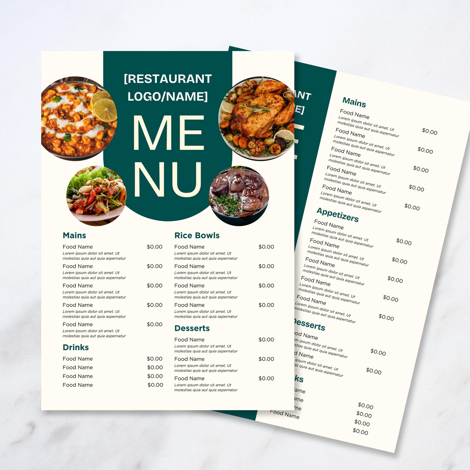 Restaurant Menu Template, Food Menu, Bar Menu, Editable Menu, Simple ...