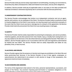 Service Contract Form, Editable Service Agreement, Client Contract ...