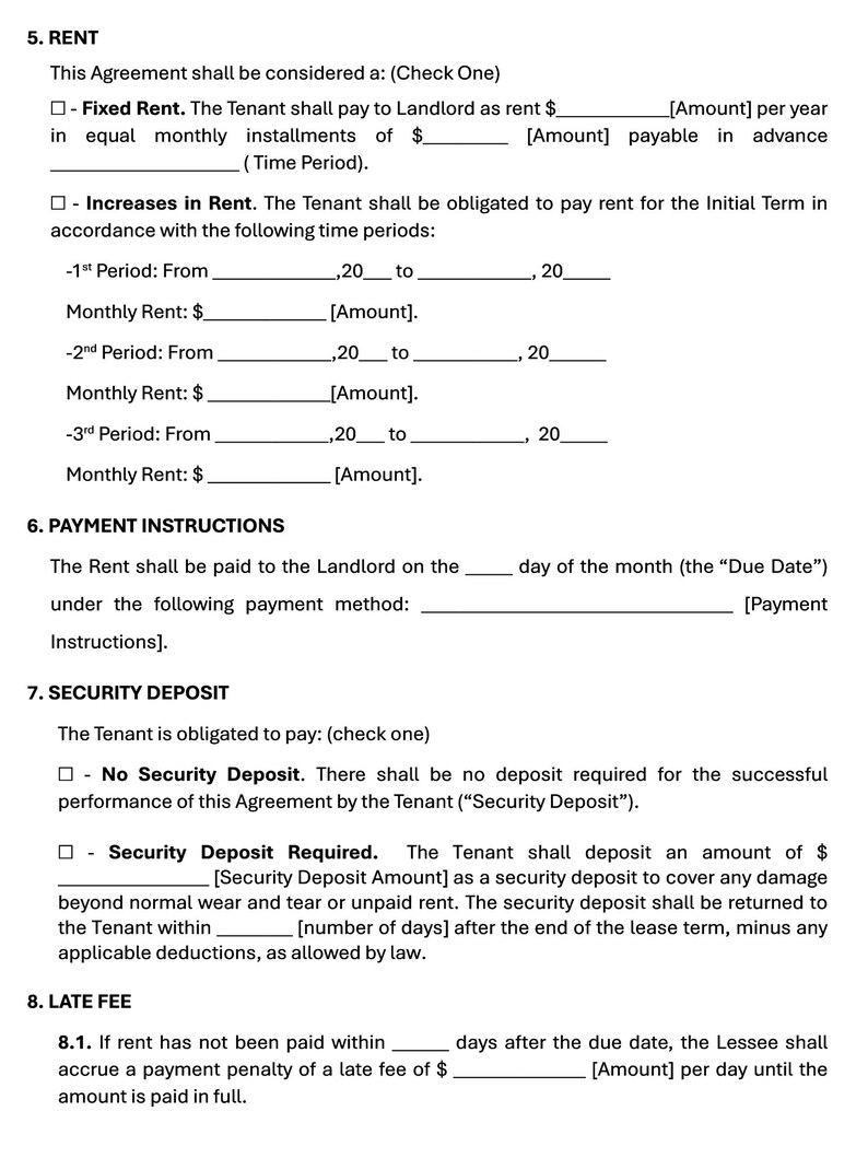 Editable Commercial Lease Agreement, Property Lease Contract Digital ...
