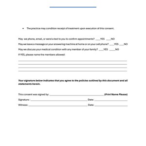 Printable HIPAA Consent Form Template, Medical Consent New Patient Form Digital Download ...