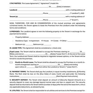 Rental Agreement Editable, Landlord Form, Lease Agreement Printable ...