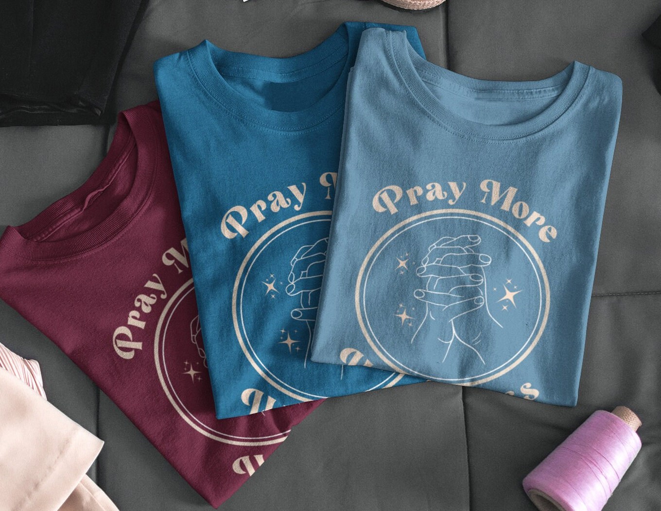 Pray More Worry Less T-shirt, Prayer Gifts for Mom, Trendy Catholic ...