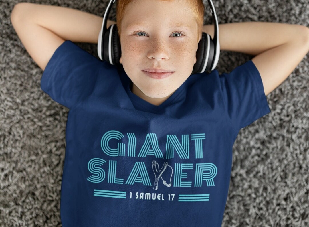 Giant Slayer, David and Goliath Youth Shirt, Kids Bible Story Shirt ...