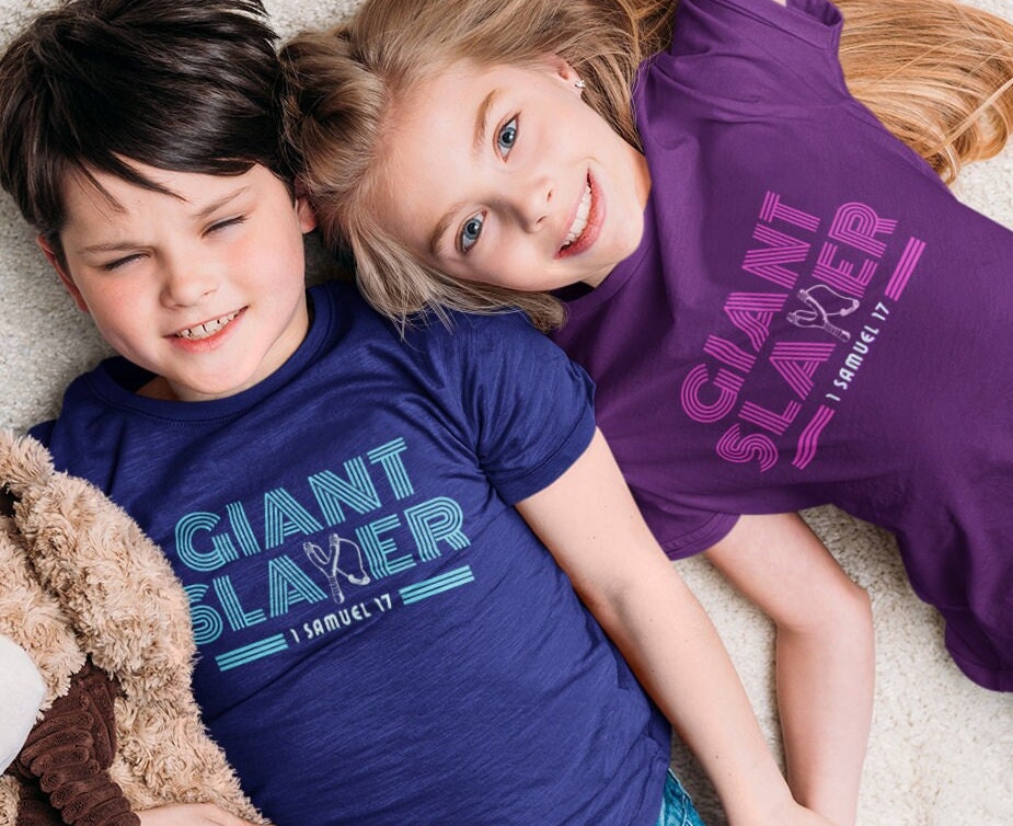 Giant Slayer, David and Goliath Youth Shirt, Kids Bible Story Shirt ...