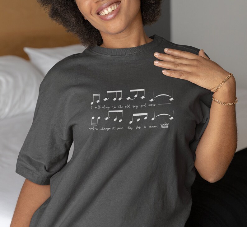 Old Rugged Cross Music Notes Tee, Piano Teacher Apparel Gift, Trendy ...