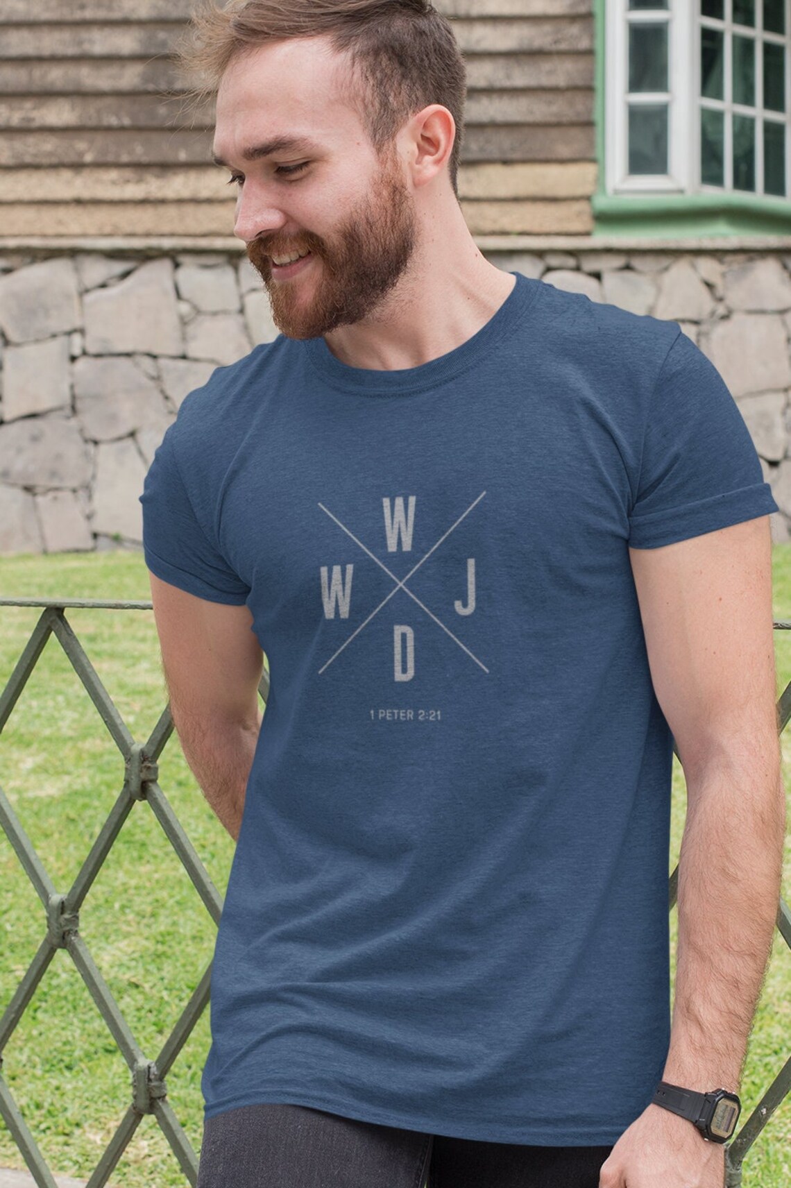 WWJD What Would Jesus Do 1 Peter 2:21 Christian Men's T-shirt, Graphic ...