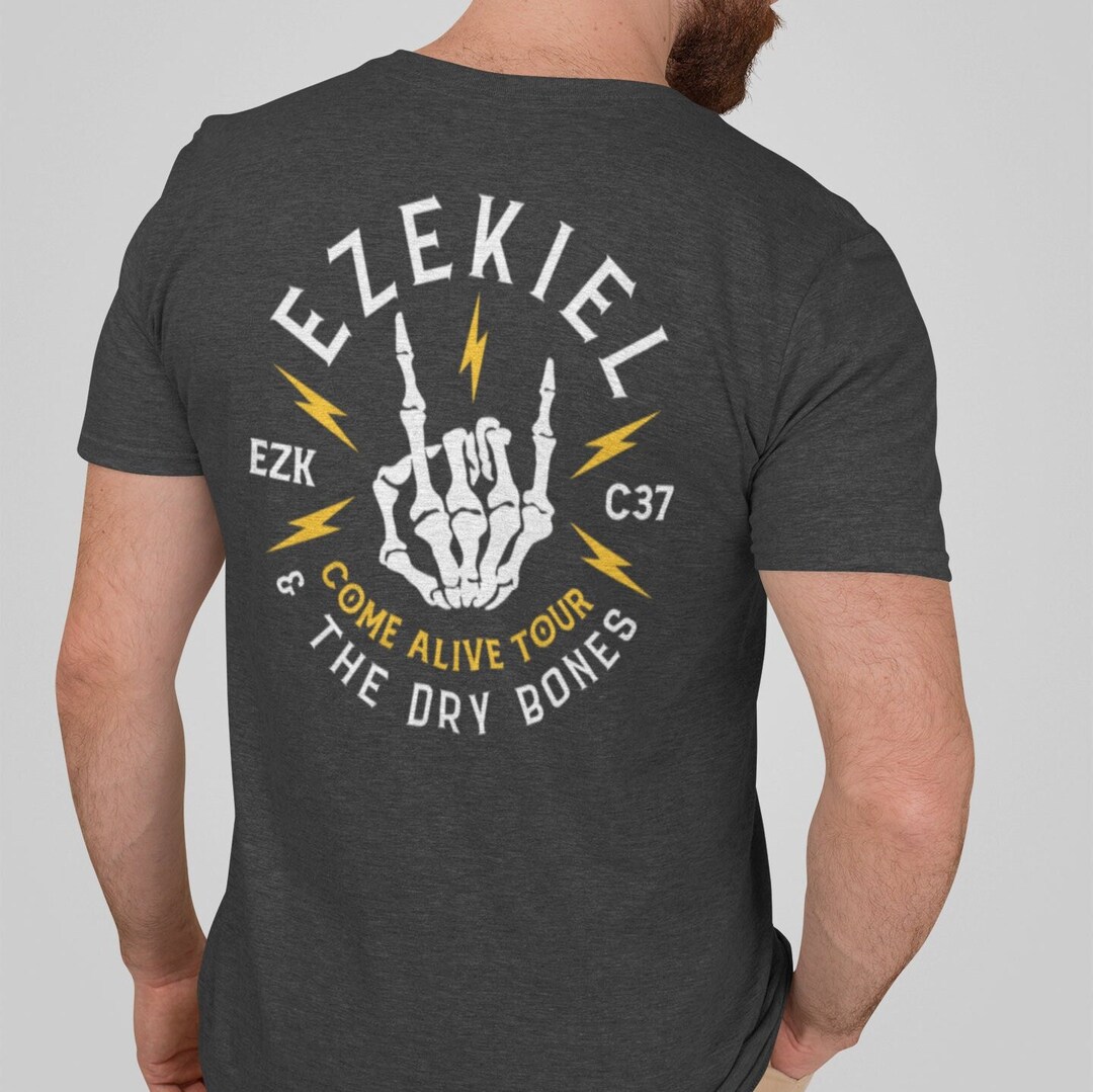 Ezekiel and the Dry Bones Mock Rock Band Front and Back Design Men's ...