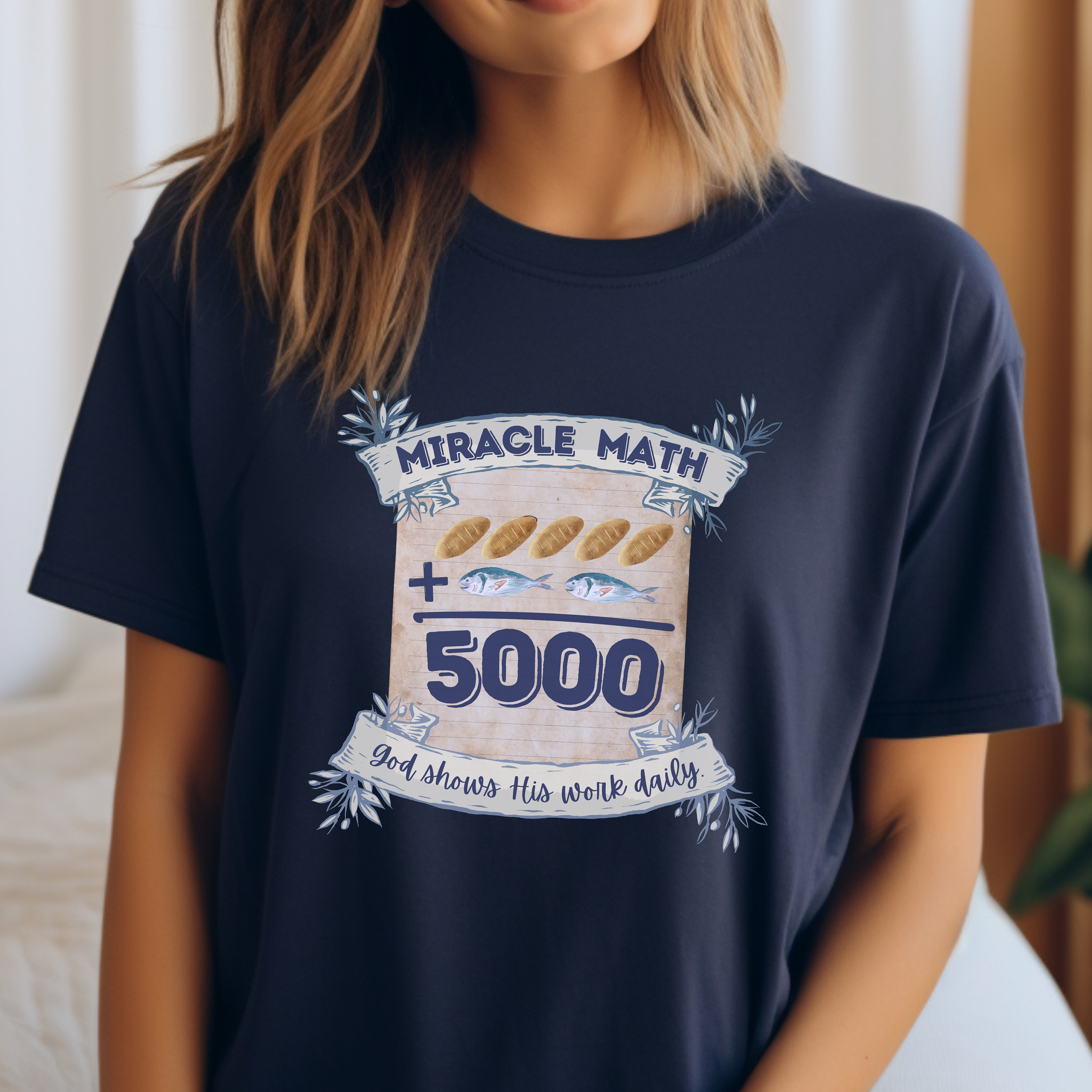 Feeding of the 5000, Christian Math Teacher Tees, Jesus Miracle T-shirt ...