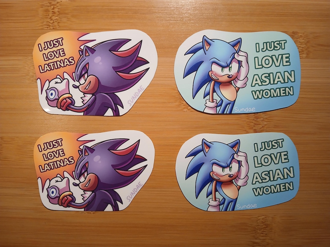 I Just Love Latinas I Just Love Asian Women Shadow the Hedgehog Sonic the Hedgehog Funny Sticker ...