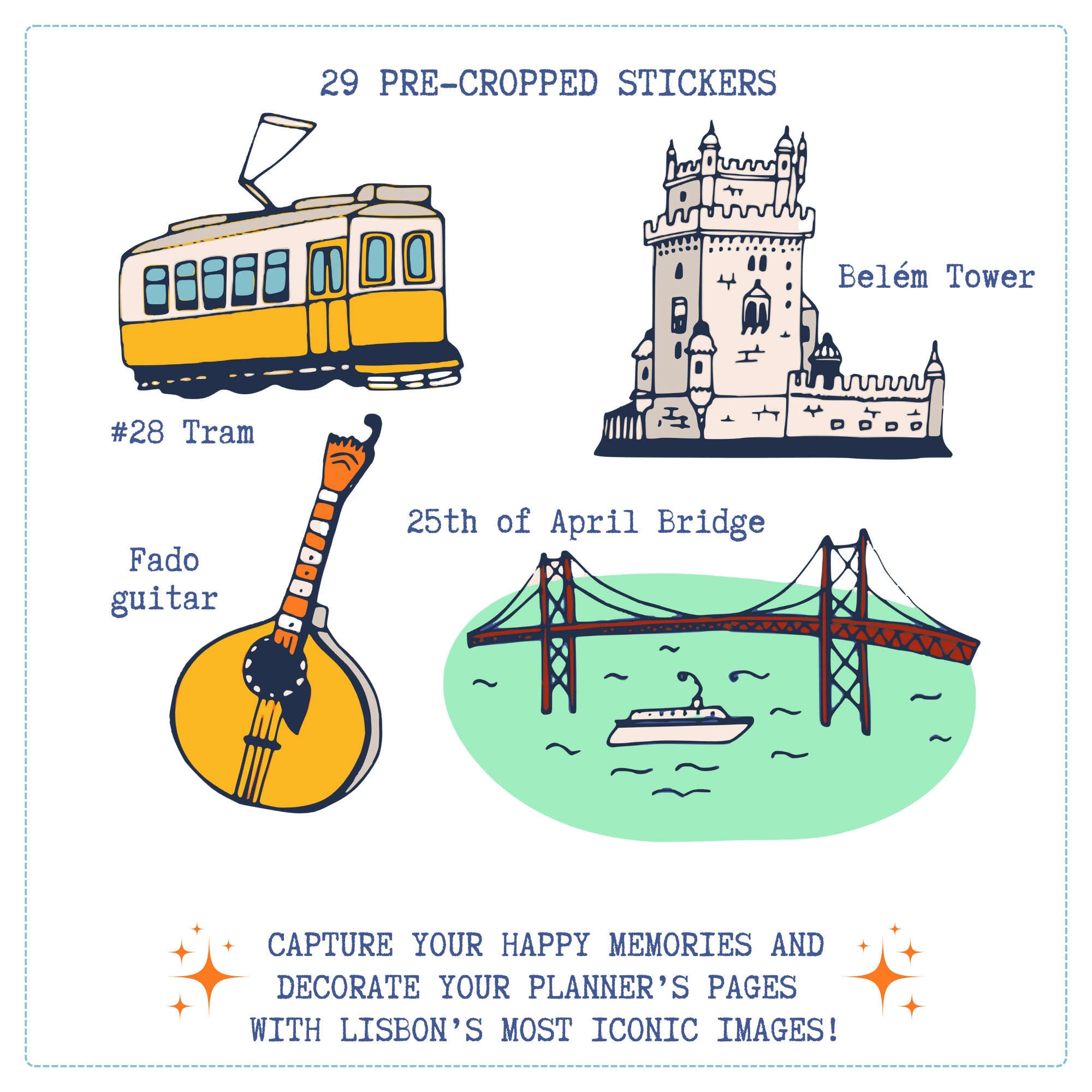 Lisbon Digital Stickers for Goodnotes, Lisbon Digital Clipart, Portugal ...