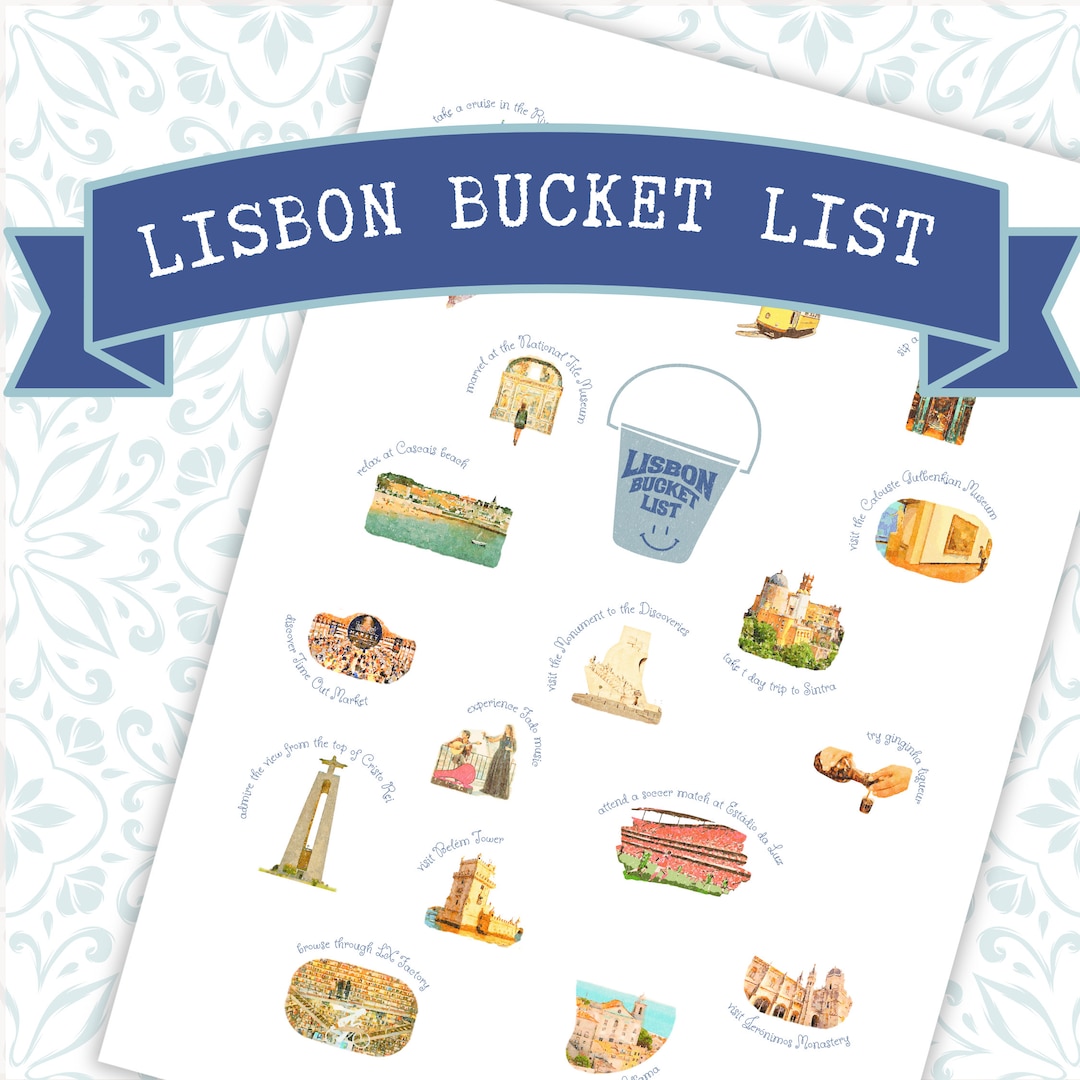 Lisbon Bucket List Art Printable, Lisbon Wall Art, Lisbon Airbnb Decor ...