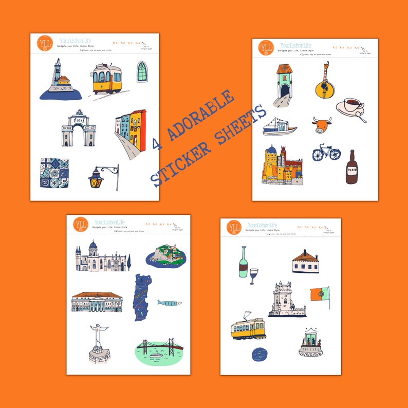 Lisbon Digital Stickers for Goodnotes, Lisbon Digital Clipart, Portugal ...