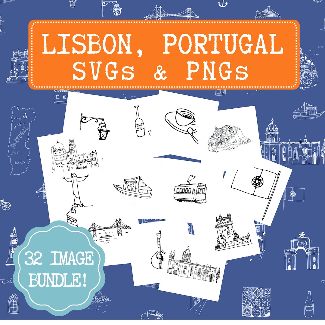 Lisbon Portugal Svgs and Pngs Bundle, Portugal Lisbon Vectors, Lisbon ...