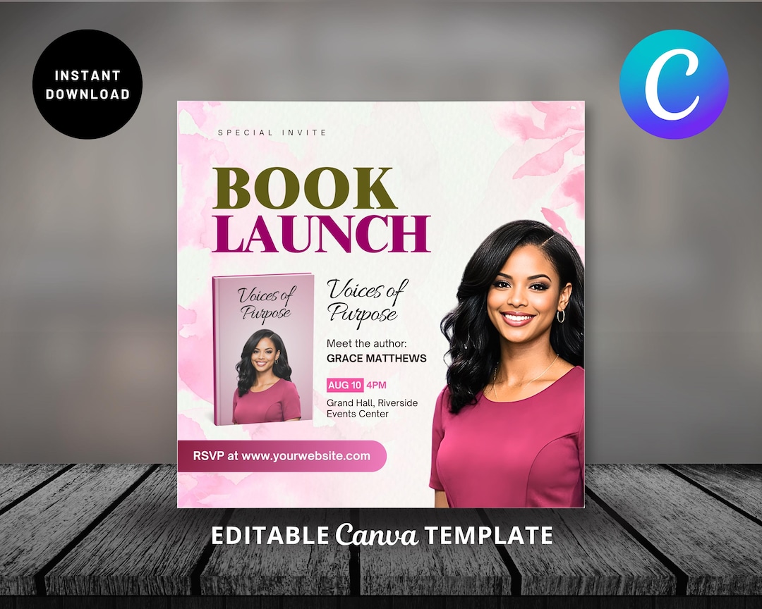 Book Launch Flyer Template | Author Event Invitation (digital Download ...