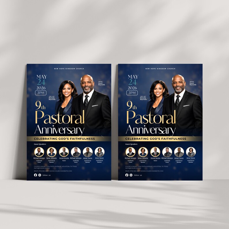 Pastoral Anniversary Flyer Canva Template | Church Anniversary Program ...