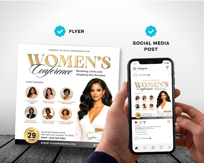 Women's Conference Flyer Template | Empowerment Retreat Invitation ...